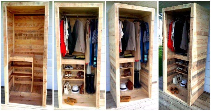 Built a Pallet Wardrobe or Pallet Closet - Easy Pallet Ideas